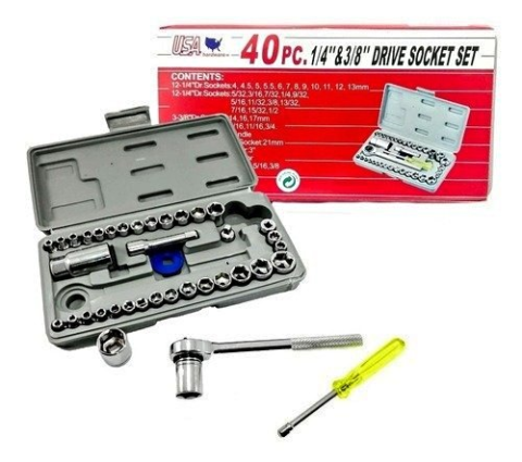 KIT HERRAMIENTA Juego De Copas Ratchet 40 Piezas + Caja - TIENDA Oi