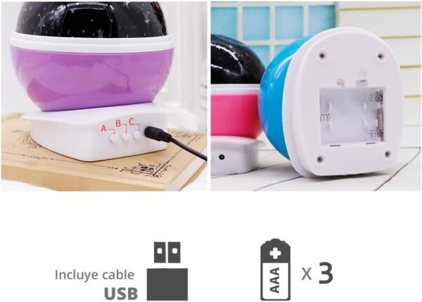 LAMPARA ESTRELLAS Usb proyector pegazo giratorio colores - TIENDA Oi