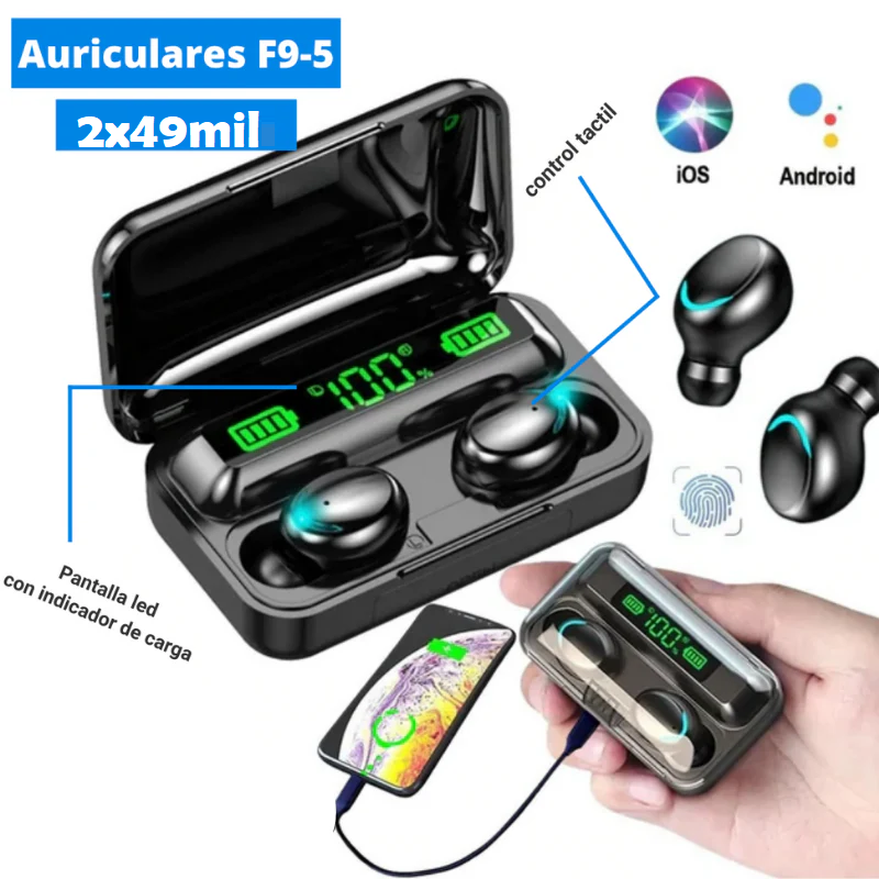 AURICULAR F9-5 TWS powerbank 5.0 promo2x49mil - TIENDA Oi